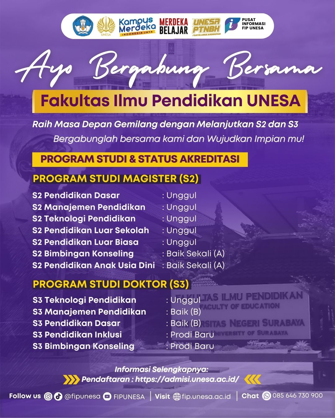 Penerimaan Mahasiswa Baru Program Magister dan Doktor Fakultas Ilmu Pendidikan Tahun 2024 ...